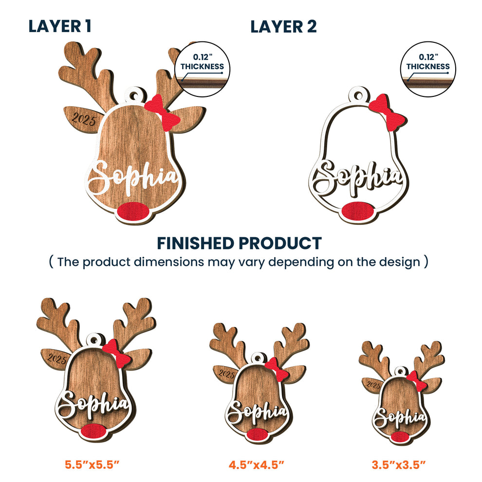 Reindeer Family - Personalized Wooden Ornament – Macorner