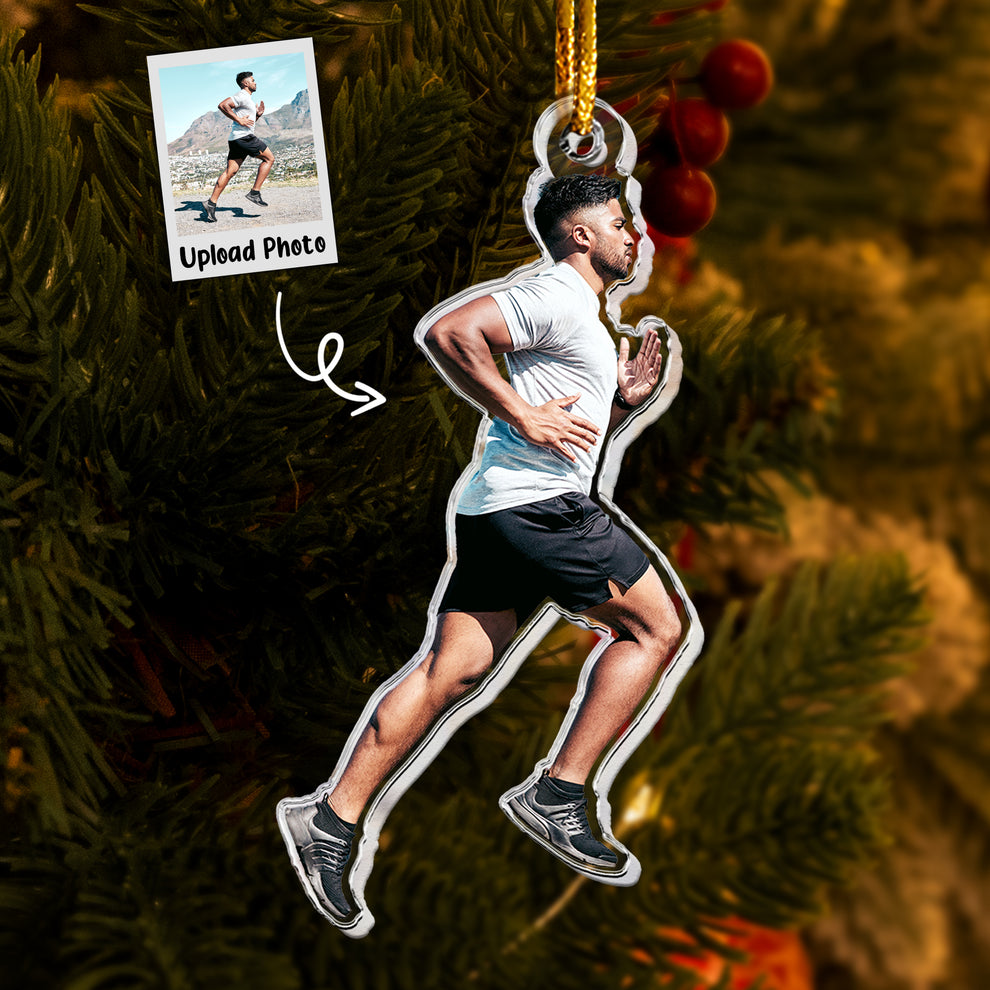 Running Ornaments Marathon Runner Xmas Gift - Personalized Acrylic Pho ...