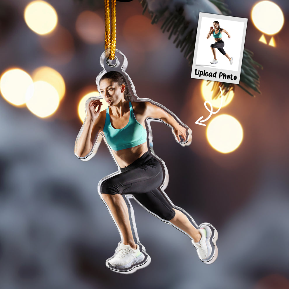 Running Ornaments Marathon Runner Xmas Gift - Personalized Acrylic Pho ...