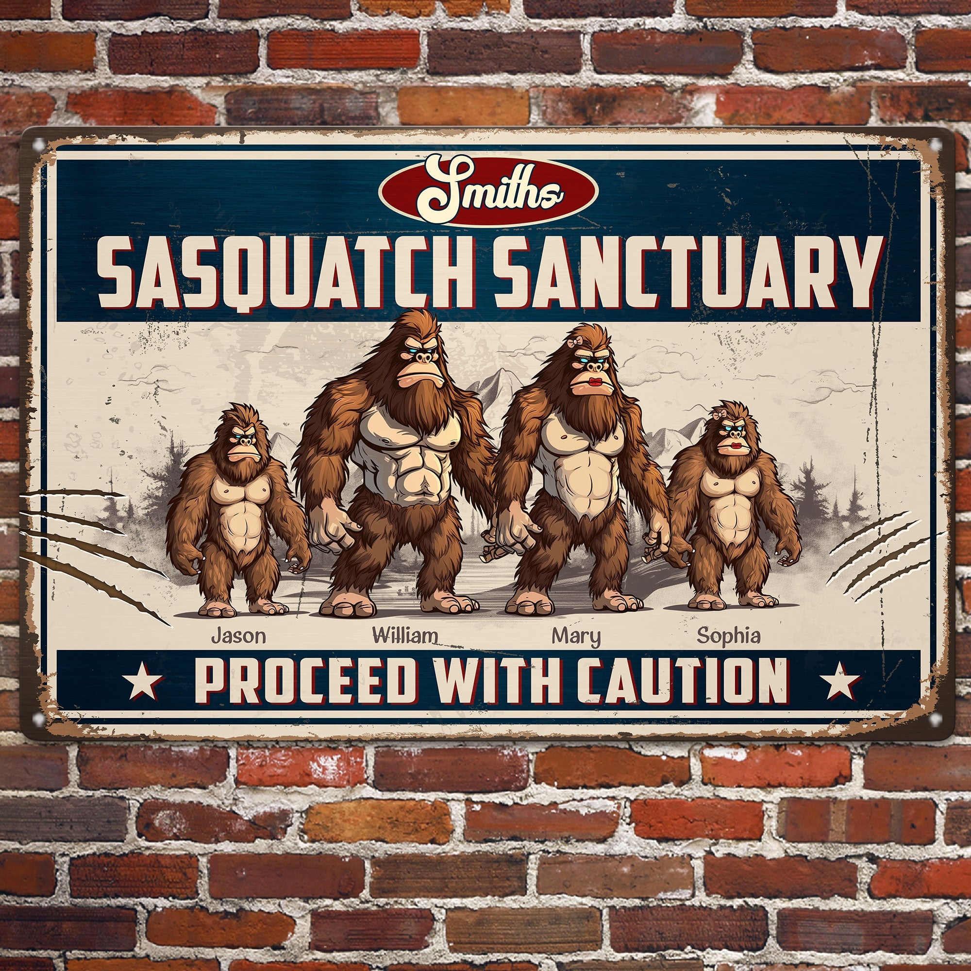 Sasquatch Sanctuary, Proceed With Caution - Personalized Metal Sign ...