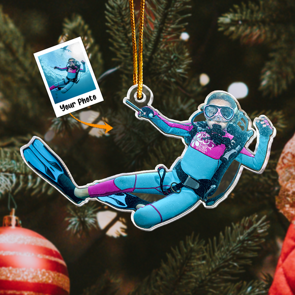 Scuba Diving Christmas Ornament For Diver - Personalized Acrylic Photo ...
