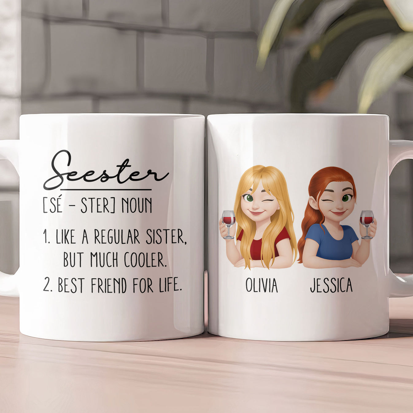 Seester Gift For Sister Definition Cute Cartoon - Personalized Mug ...