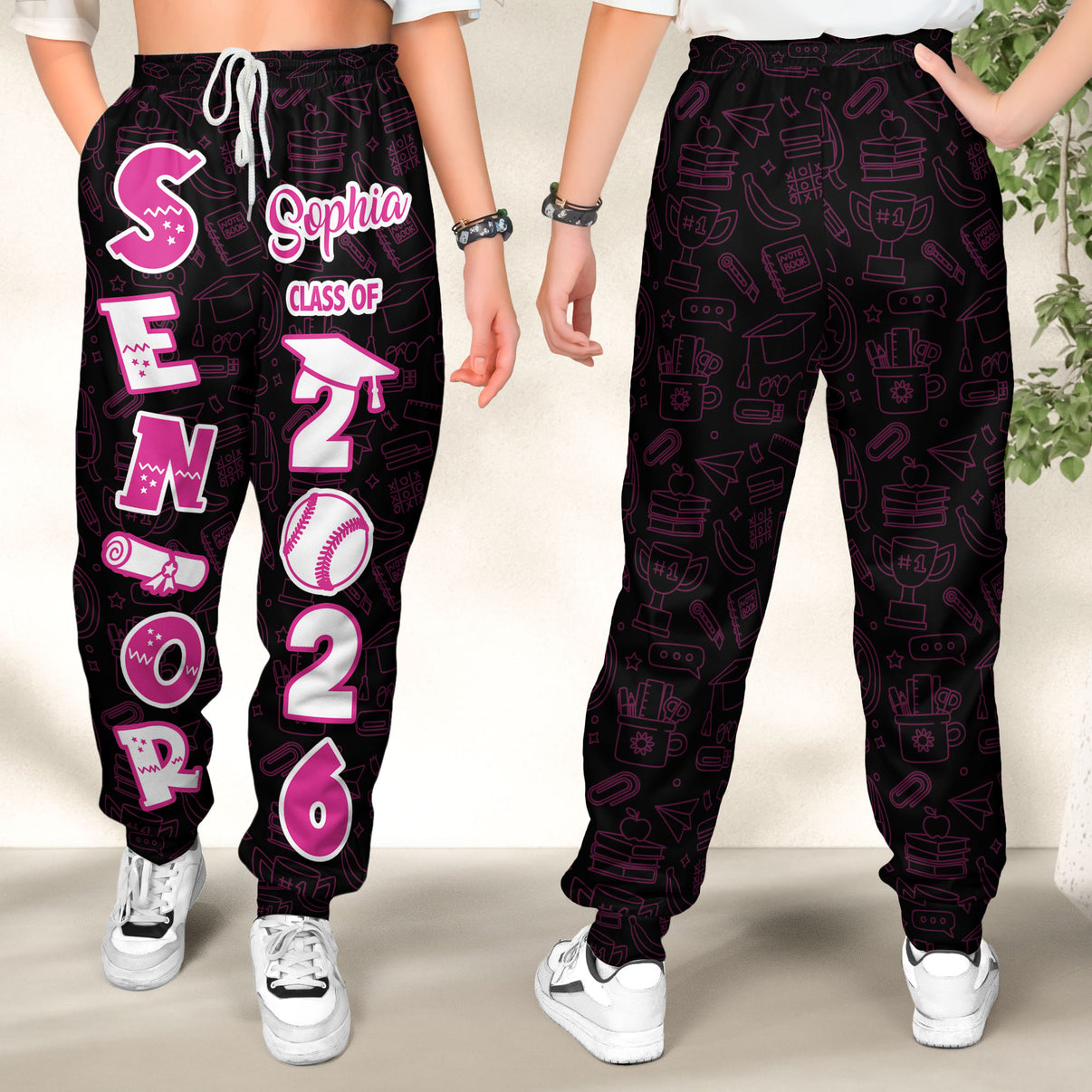 Senior High School, College - Personalized Sweatpants, Lounge Pants Wi ...