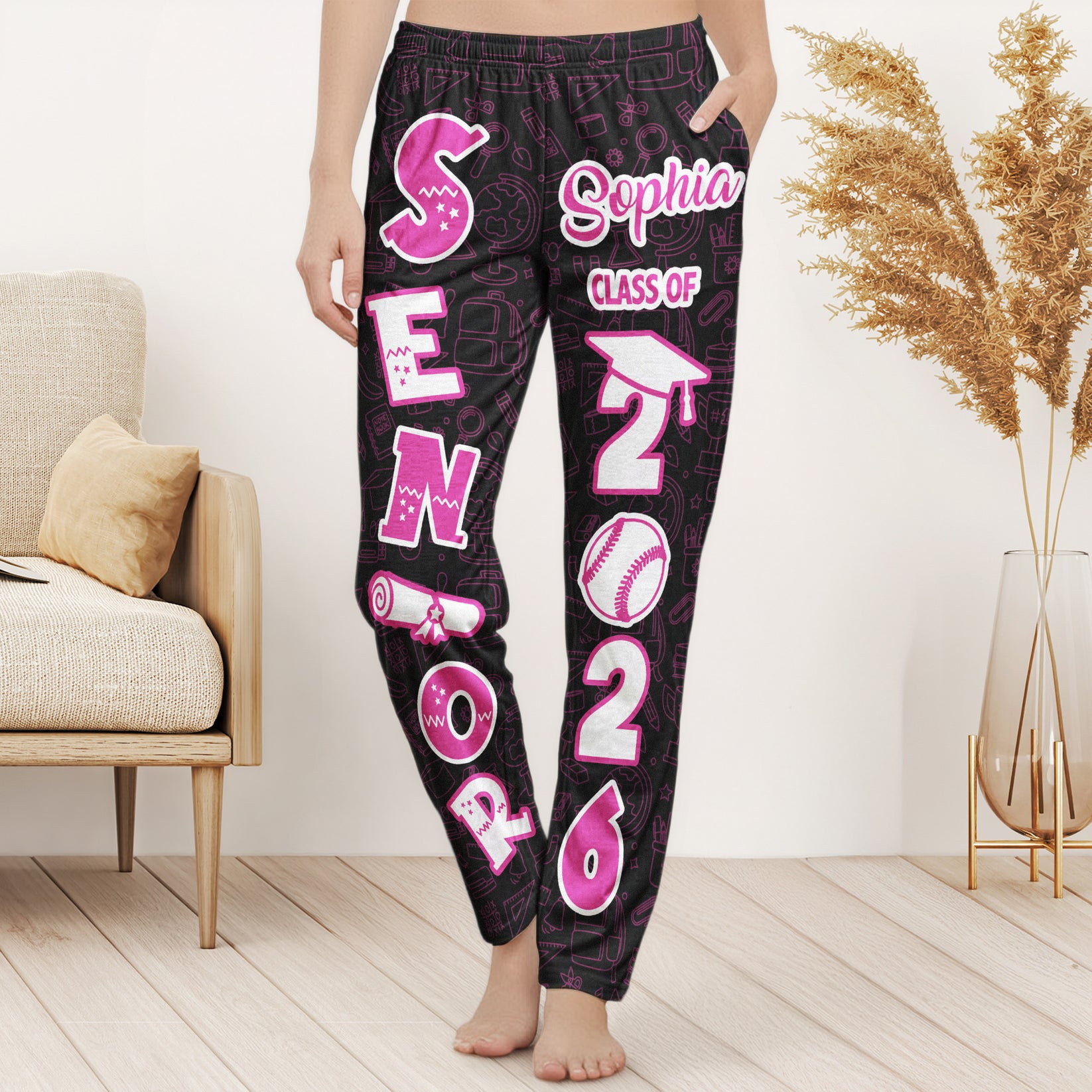 Senior High School, College - Personalized Sweatpants, Lounge Pants Wi ...