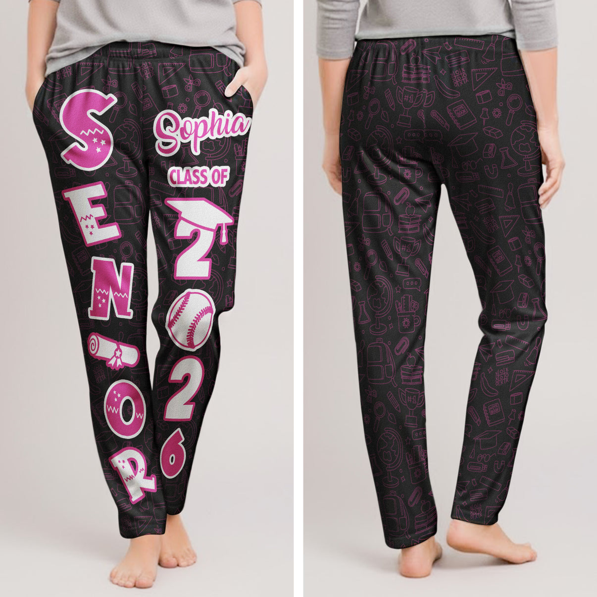 Senior High School, College - Personalized Sweatpants, Lounge Pants Wi ...