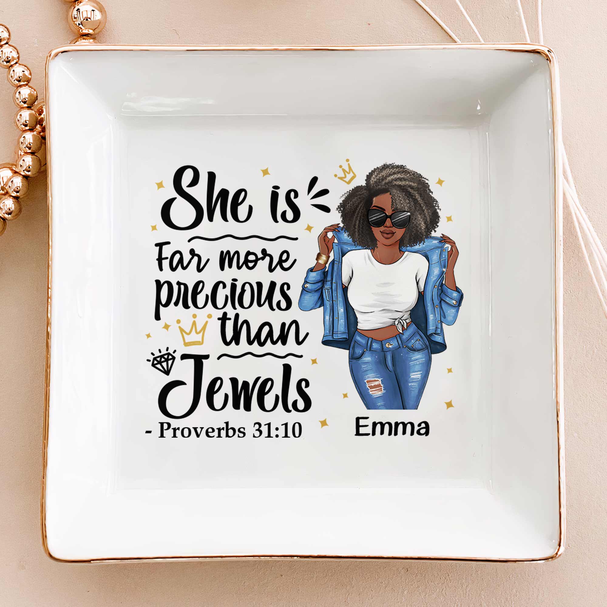 She Is Far More Precious Than Jewels - Personalized Jewelry Dish – Macorner