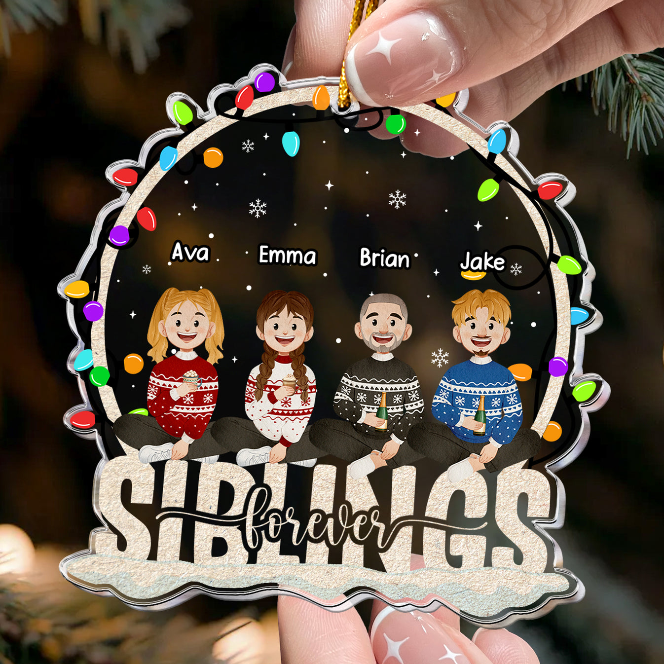 Siblings Forever New Version Christmas Family Ornament - Personalized ...