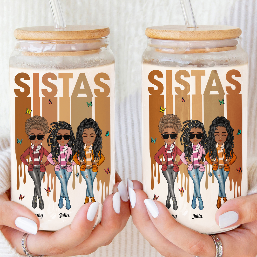 Sistas - Personalized Clear Glass Cup – Macorner