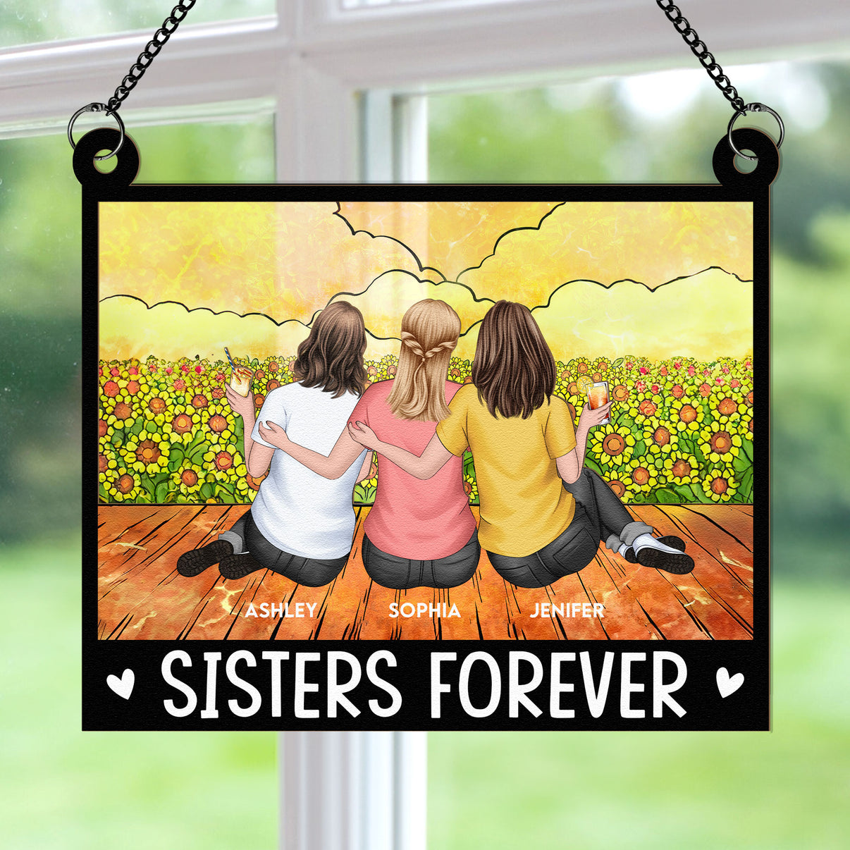 Sister Forever - Personalized Window Hanging Suncatcher Ornament – Macorner
