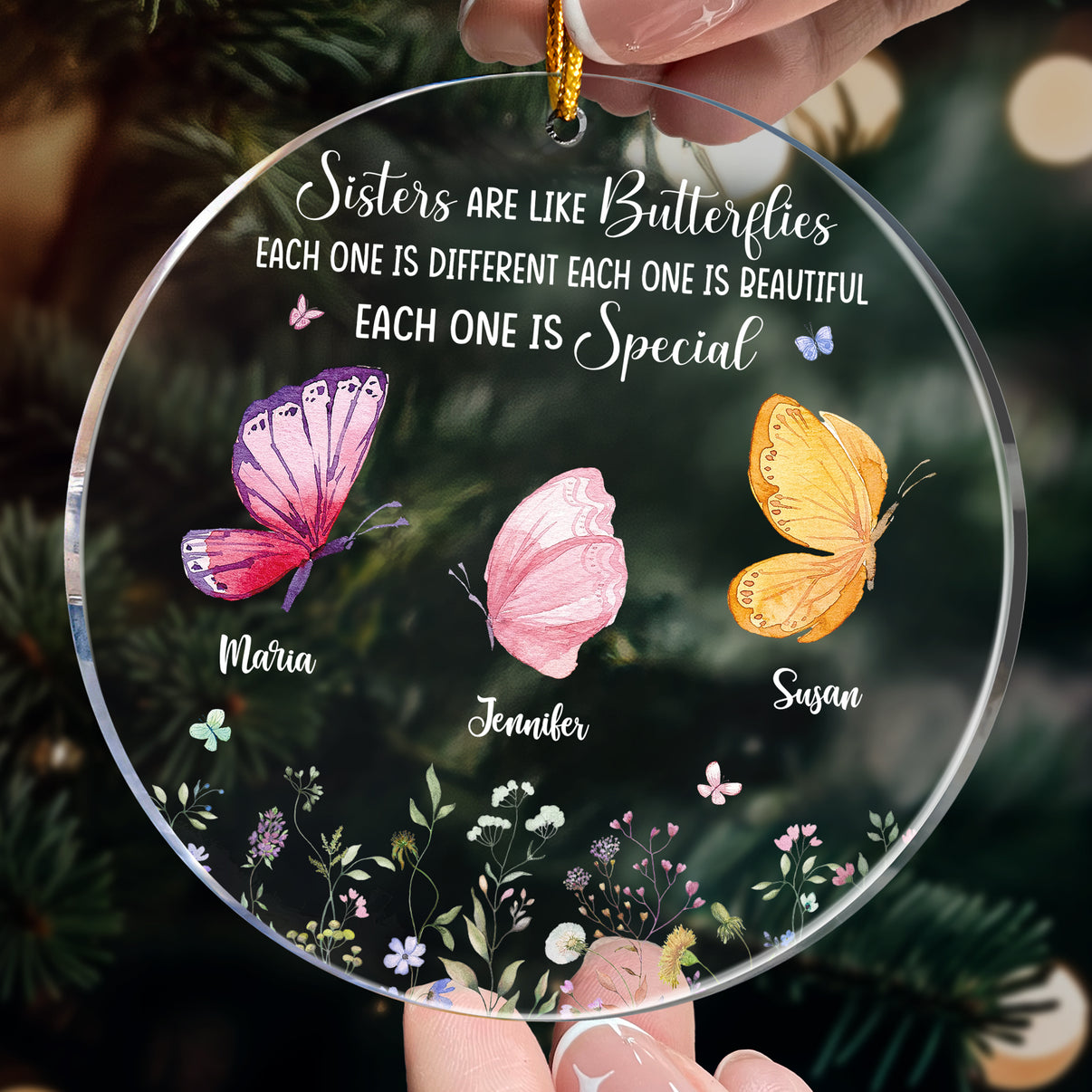 Sisters Are Like Butterflies In The Garden - Personalized Acrylic Orna ...