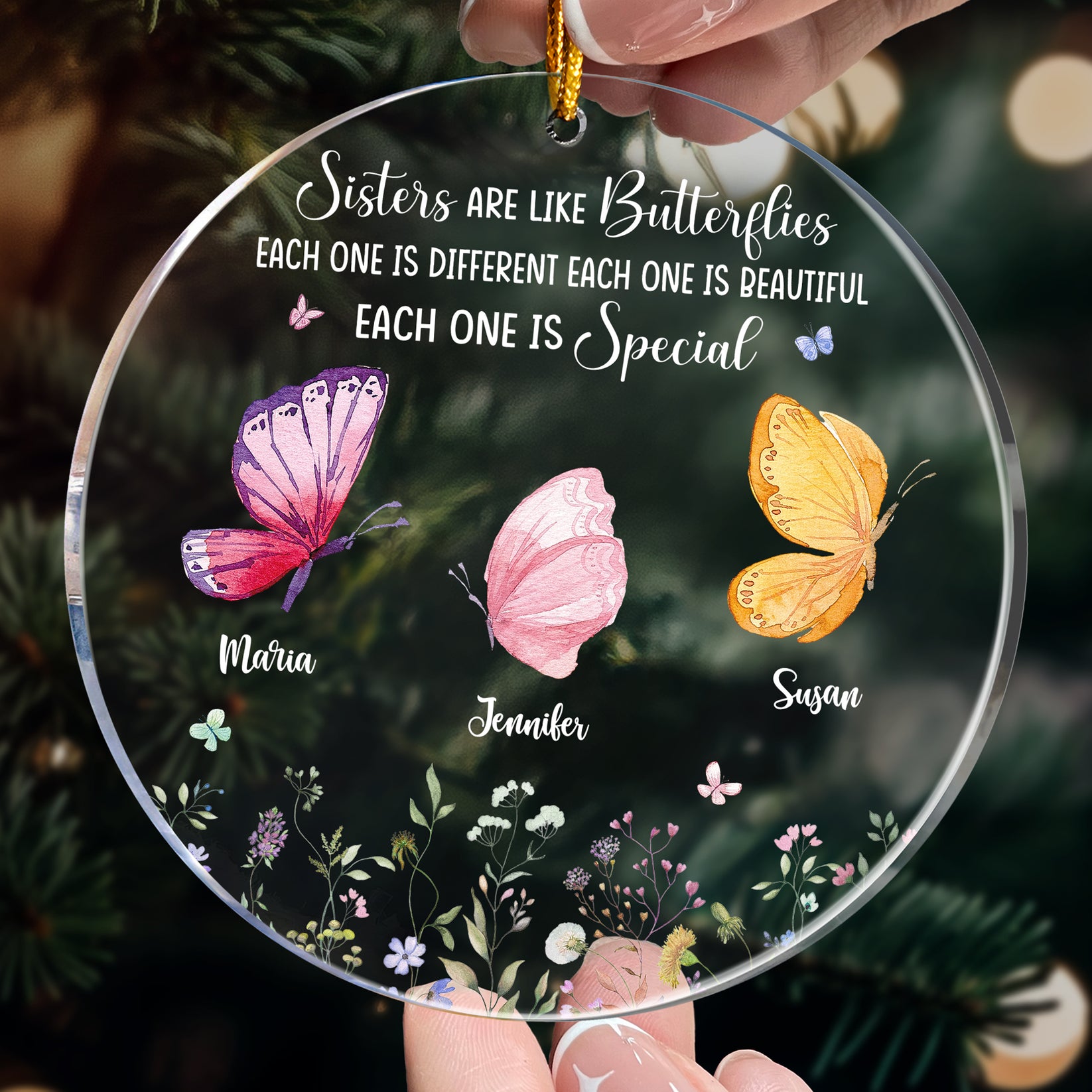 Sisters Are Like Butterflies In The Garden - Personalized Acrylic Orna ...