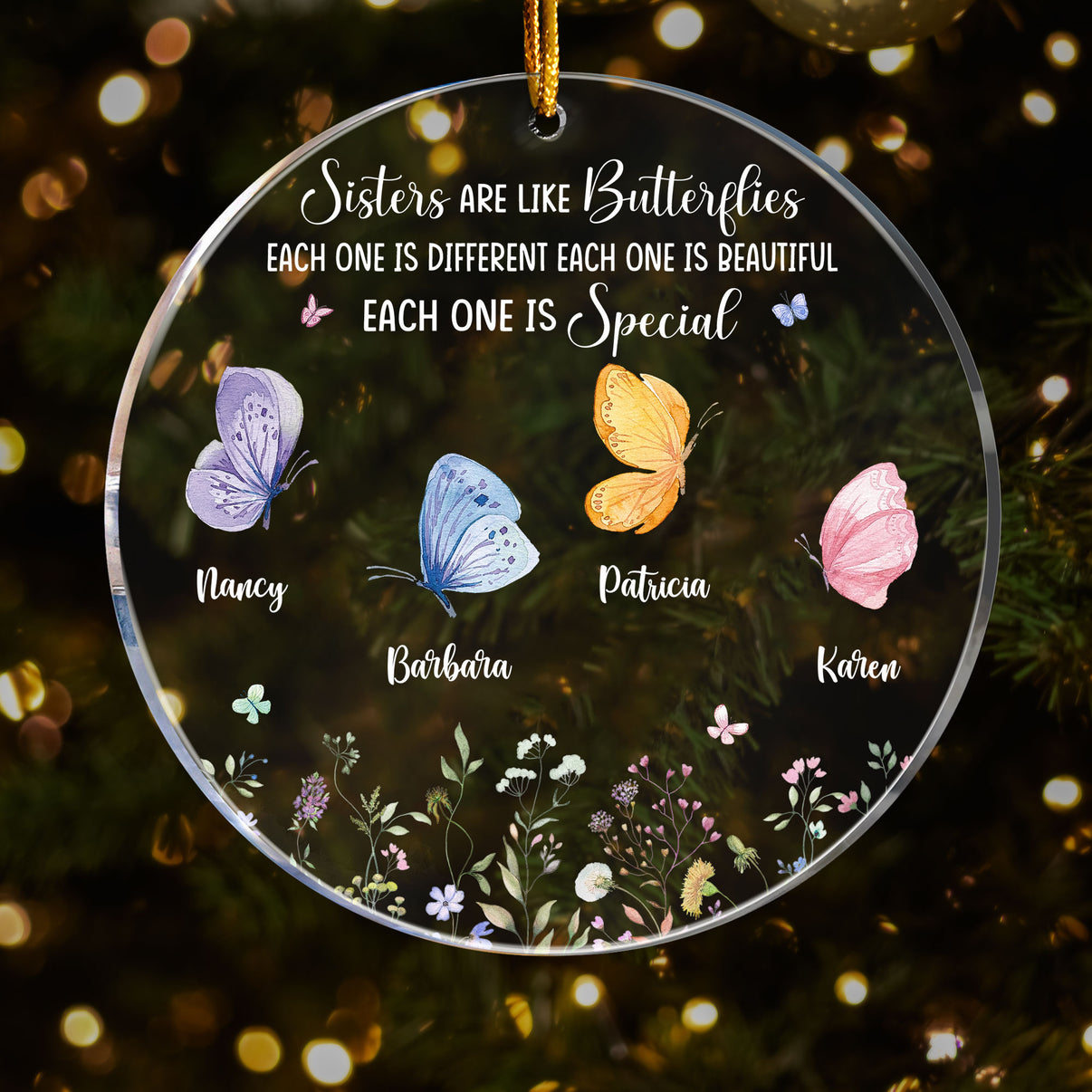 Sisters Are Like Butterflies In The Garden - Personalized Acrylic Orna ...