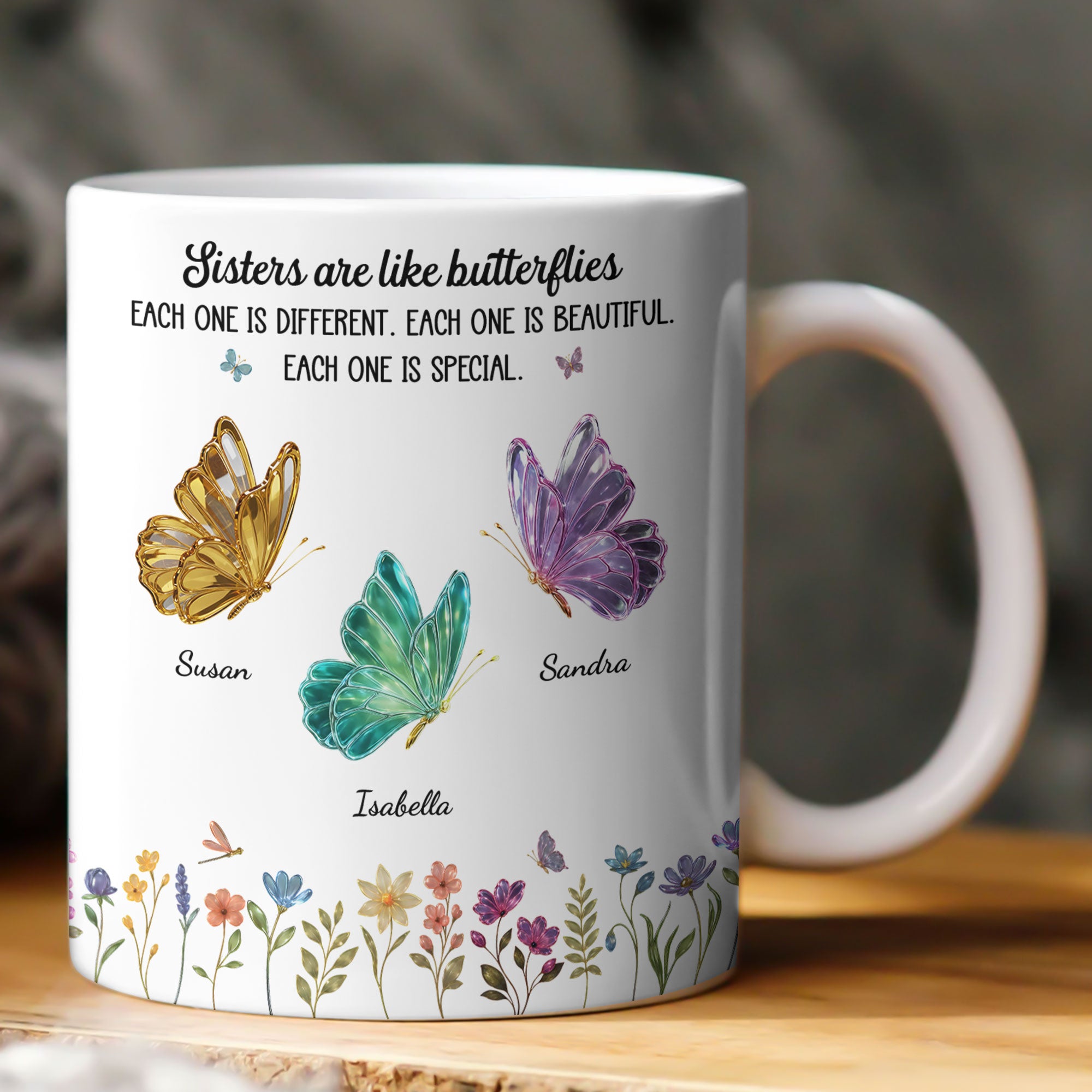 Sisters Are Like Butterflies - New Butterfly - Personalized Mug – Macorner