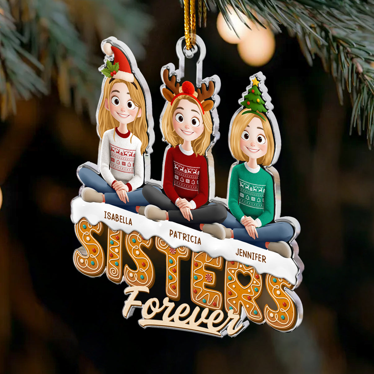 Sisters Siblings Forever - Personalized Acrylic Ornament – Macorner