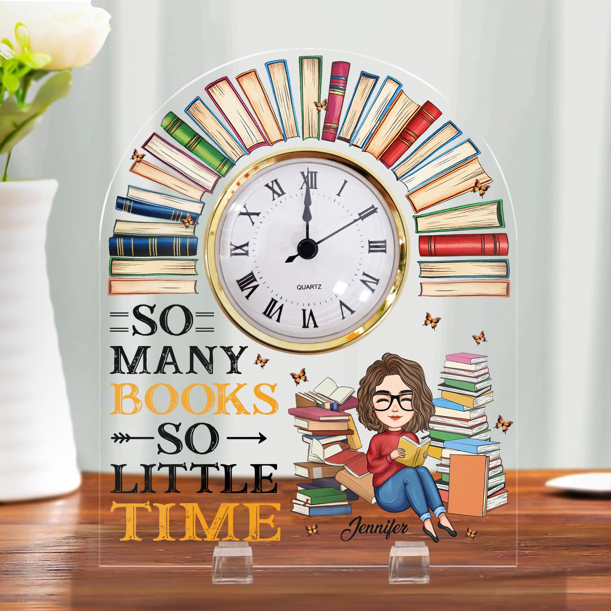 So Many Books, So Little Time - Personalized Acrylic Desk Clock – Macorner
