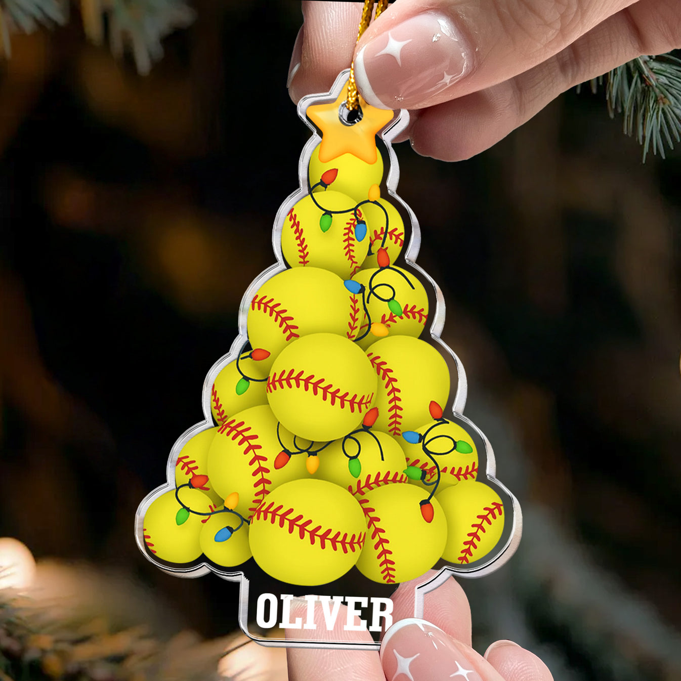 Softball Christmas Tree - Personalized Acrylic Ornament – Macorner