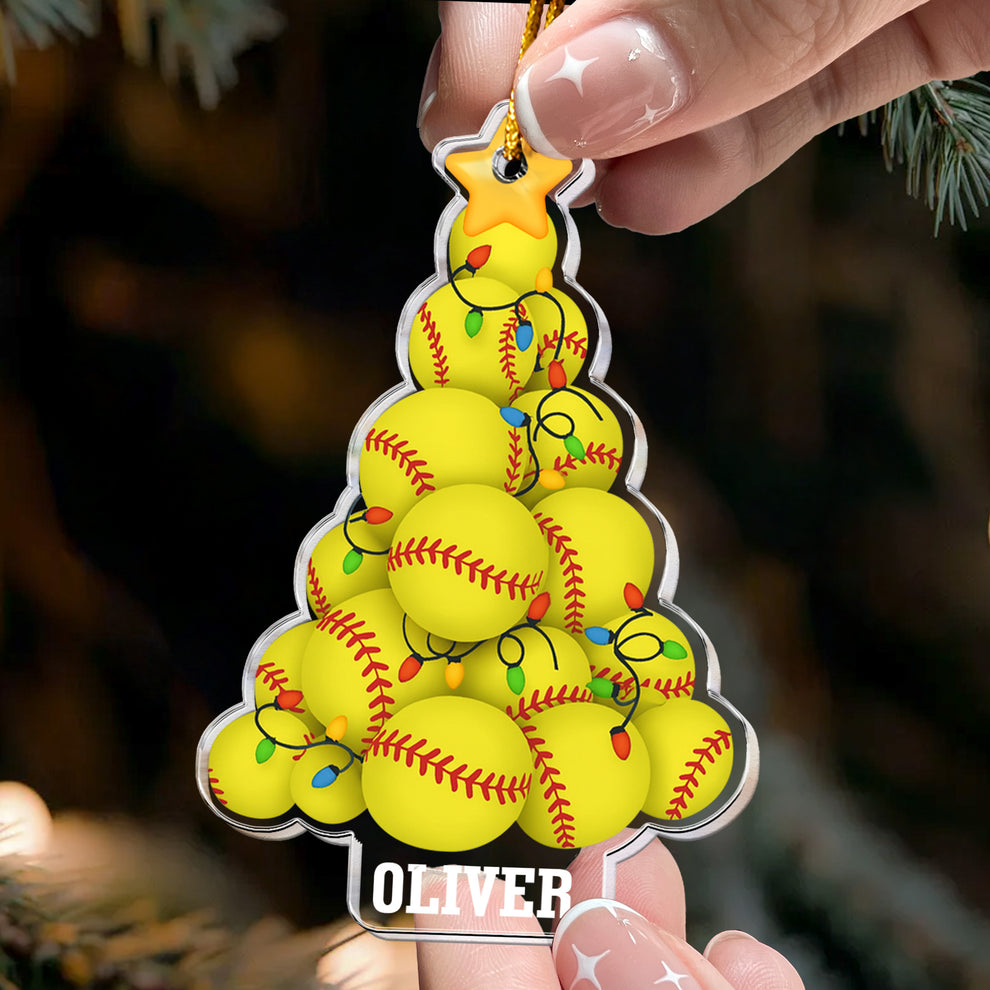 Softball Christmas Tree - Personalized Acrylic Ornament – Macorner