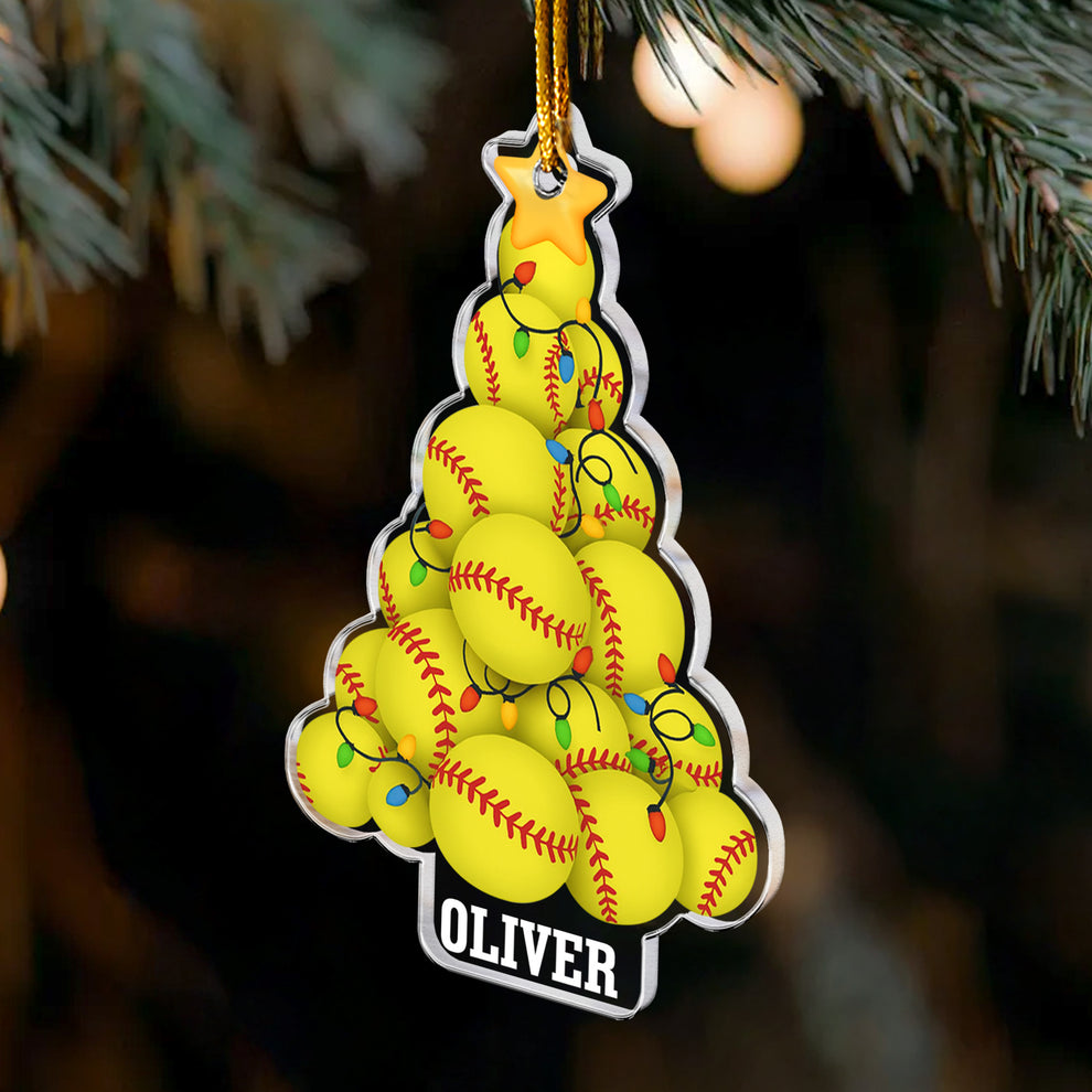 Softball Christmas Tree - Personalized Acrylic Ornament – Macorner