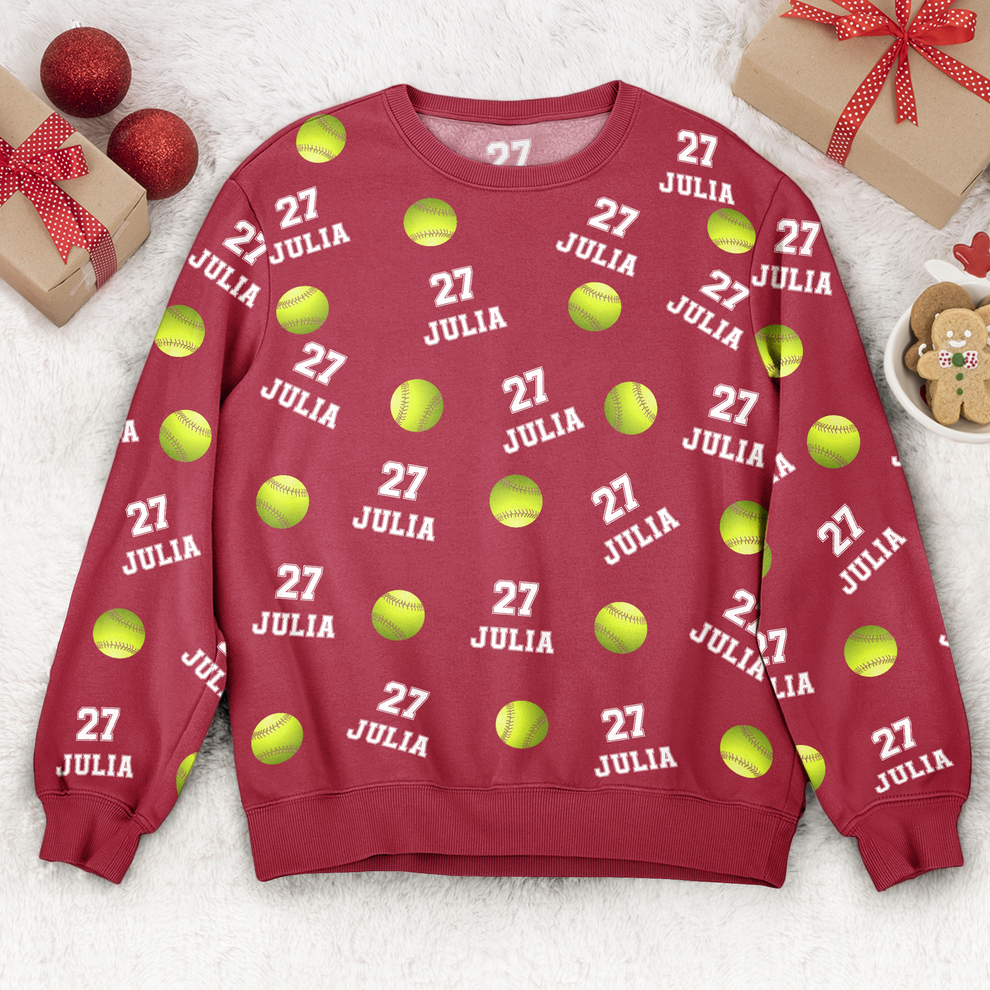 Softball Custom Name, Number - Personalized 3D Printed Sweatshirt ...
