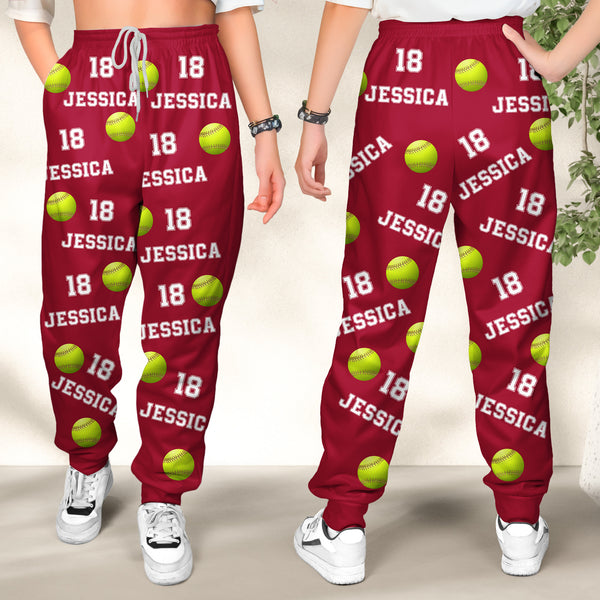 Softball Custom Name, Number - Personalized Sweatpants - Lounge Pants ...