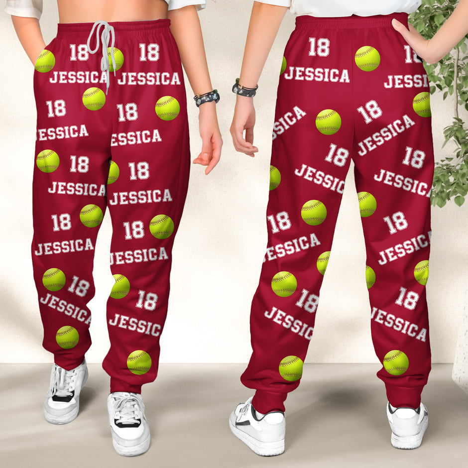 Softball Custom Name, Number - Personalized Sweatpants - Lounge Pants ...