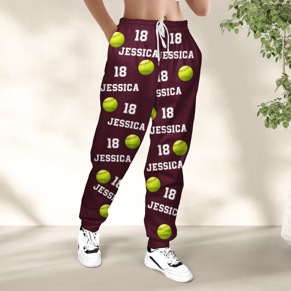 Softball Custom Name, Number - Personalized Sweatpants - Lounge Pants ...