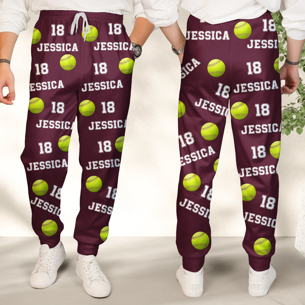 Softball Custom Name, Number - Personalized Sweatpants - Lounge Pants ...