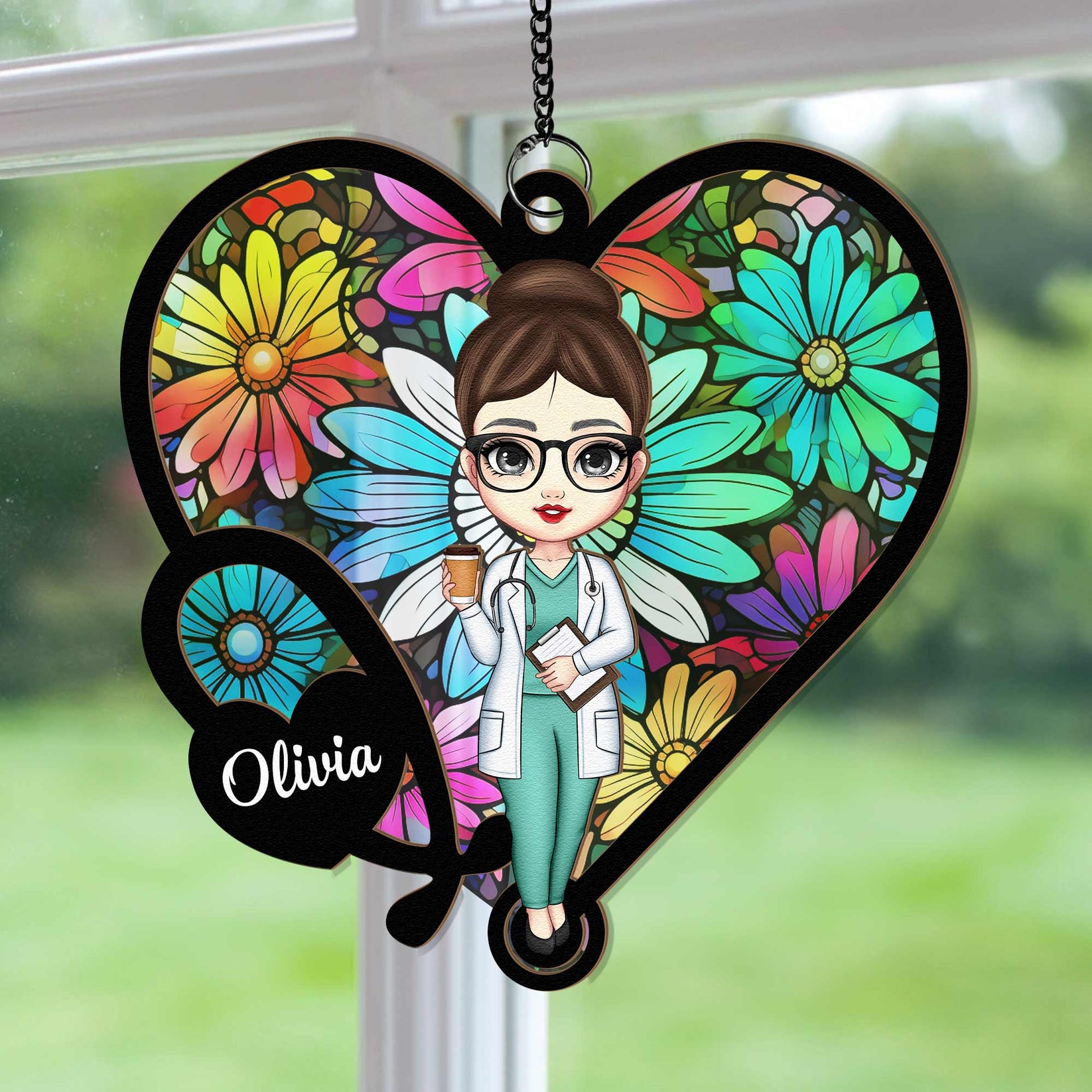 Stethoscope Nurse - Personalized Window Hanging Suncatcher Ornament ...