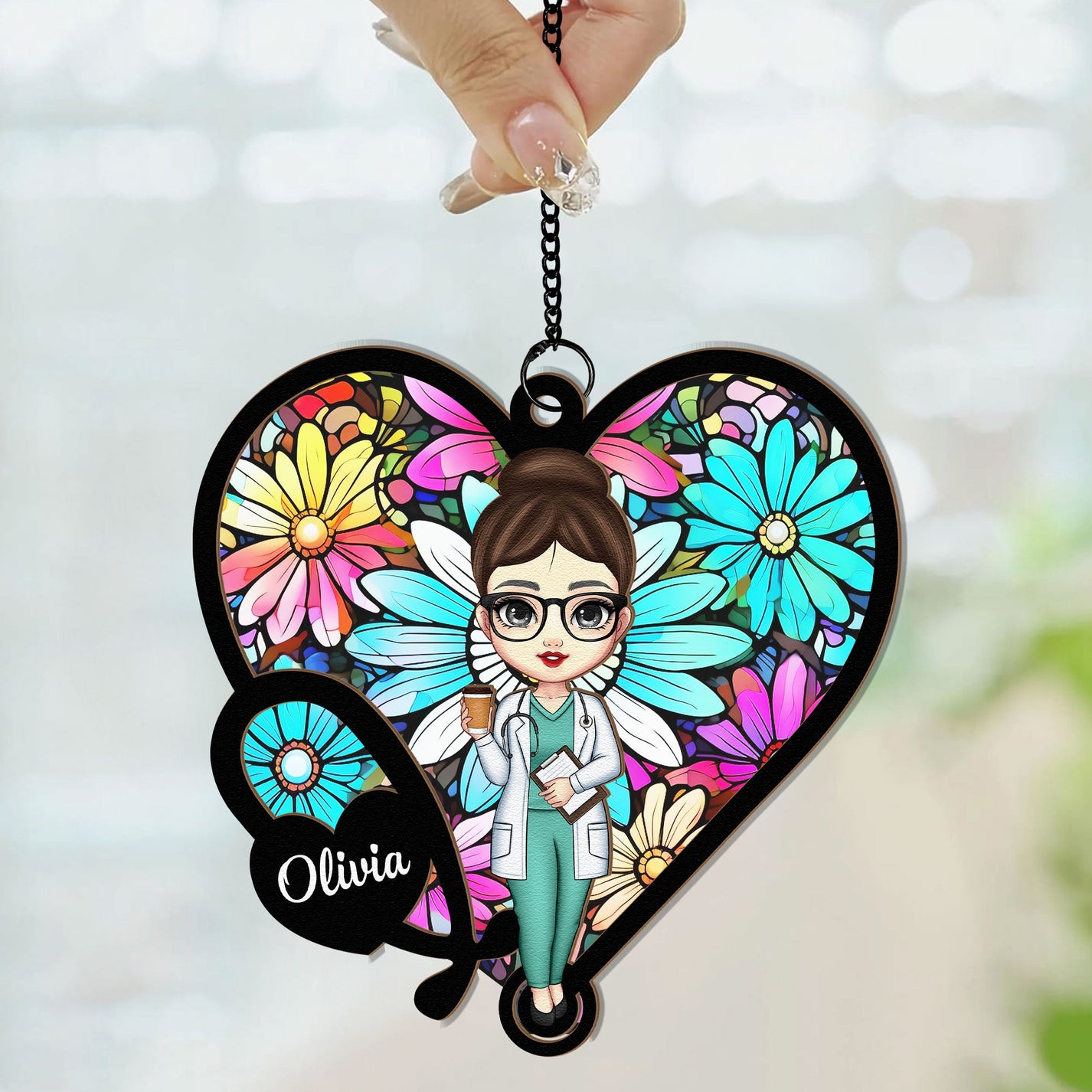 Stethoscope Nurse - Personalized Window Hanging Suncatcher Ornament ...