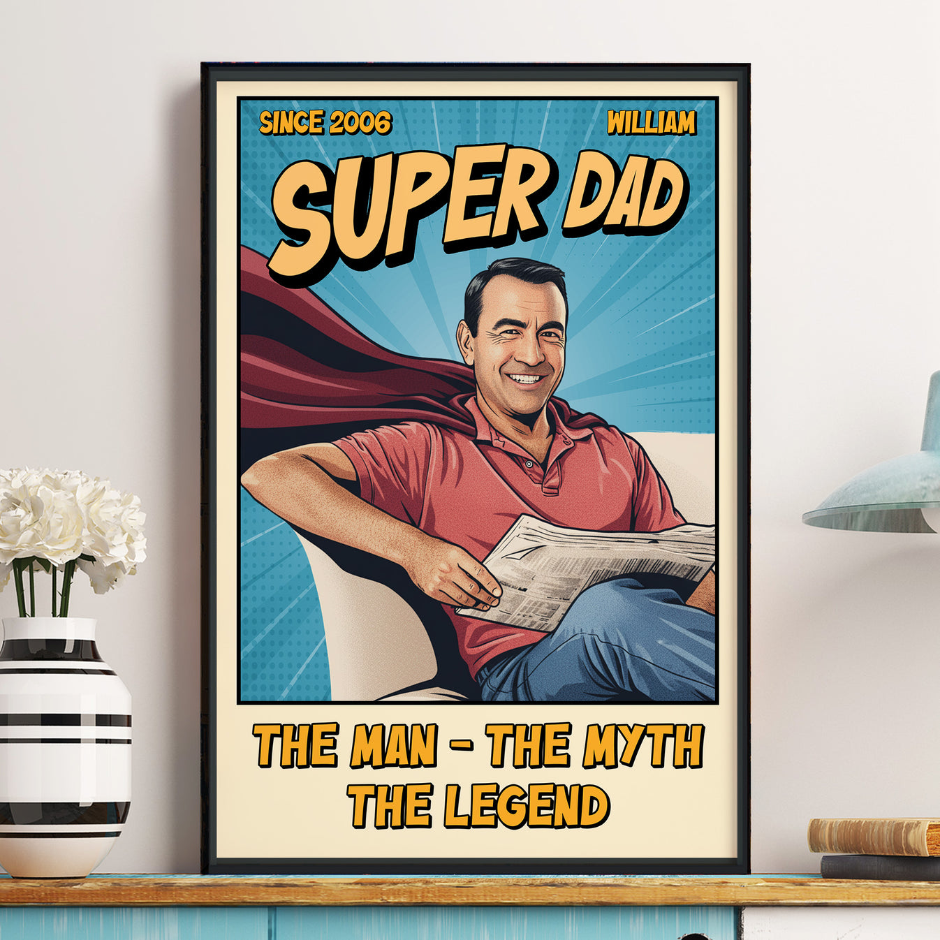 Super Mom Dad Vintage Retro Art Comic Cover - Personalized Poster ...