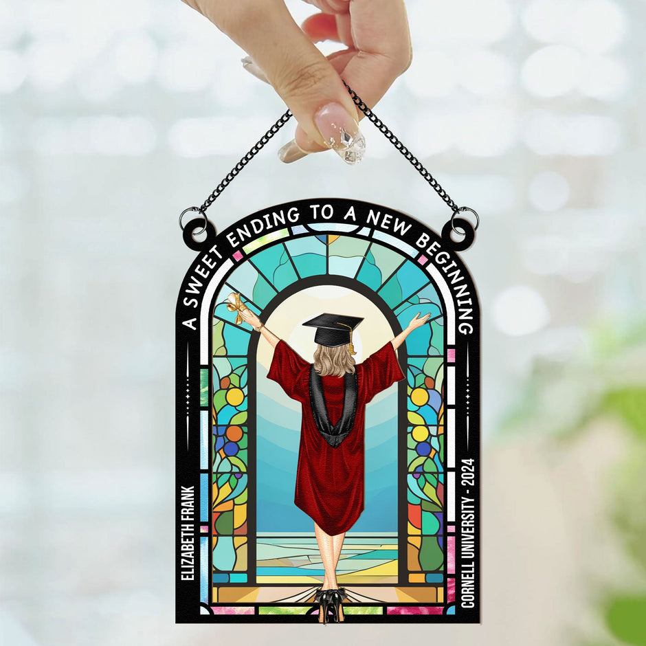 Sweet Ending To New Beginning - Personalized Window Hanging Suncatcher ...