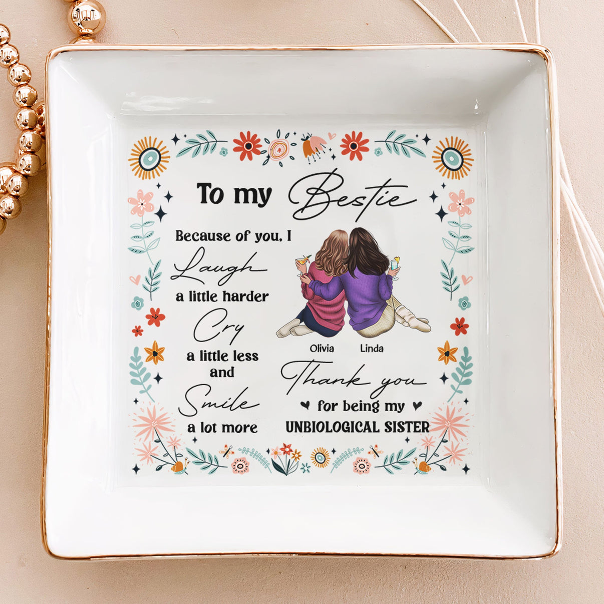 Thank You For Being My Unbiological Sister - Personalized Jewelry Dish ...
