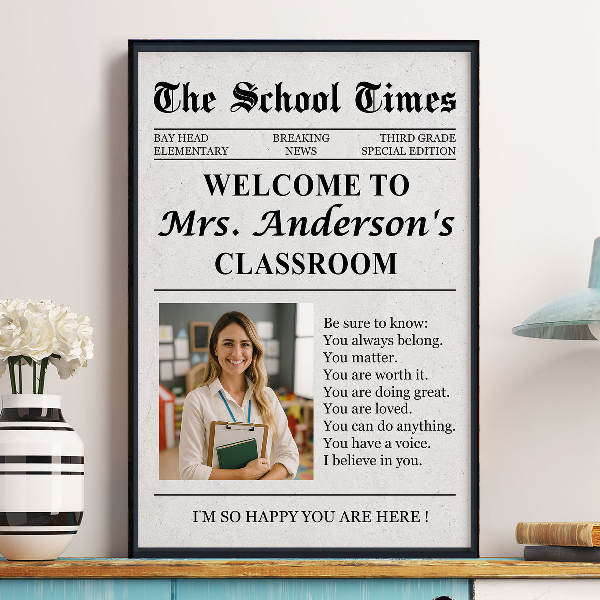 The Back To School Times Teacher Newspaper - Personalized Photo Poster ...