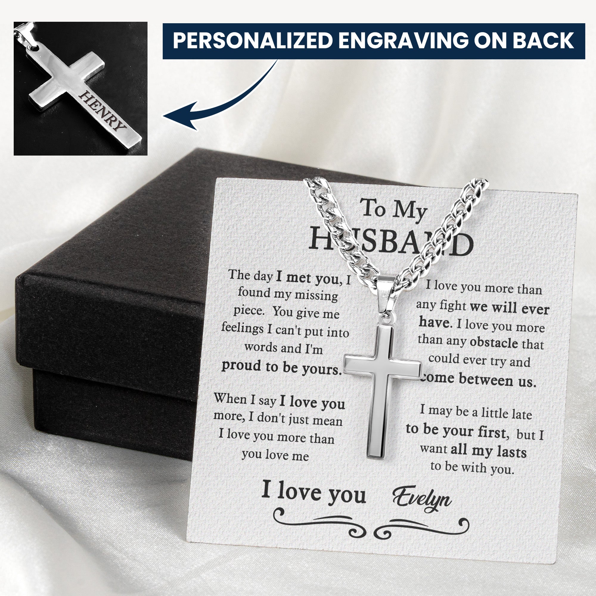 The Day I Met You I Found My Missing Piece - Personalized Cross Neckla ...