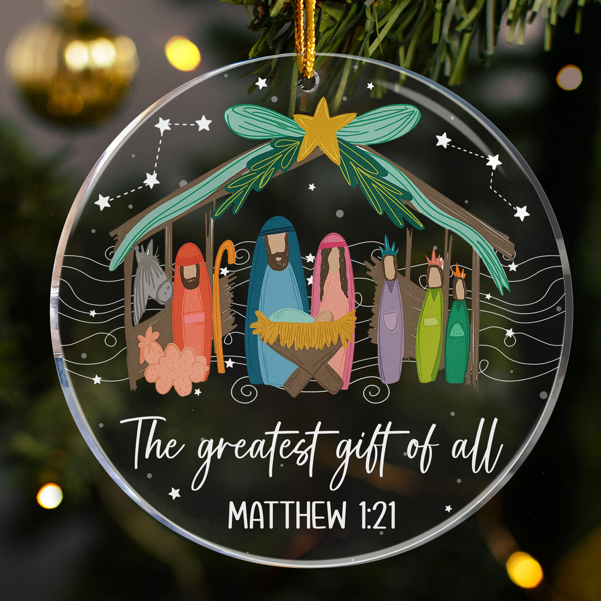 The Greatest Gift Of All Christmas Nativity Scene - Acrylic Ornament ...