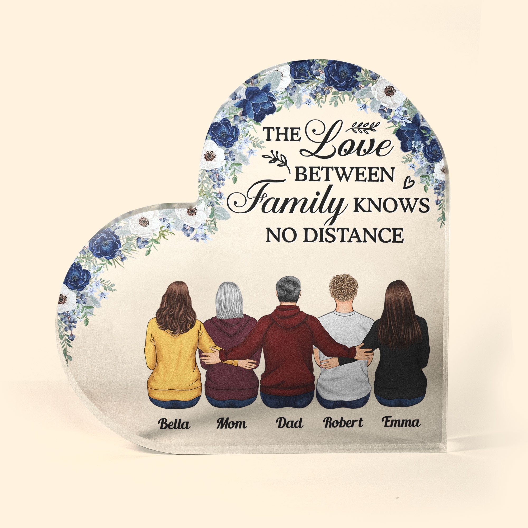 The Love Between Family - Personalized Heart Shaped Acrylic Plaque ...