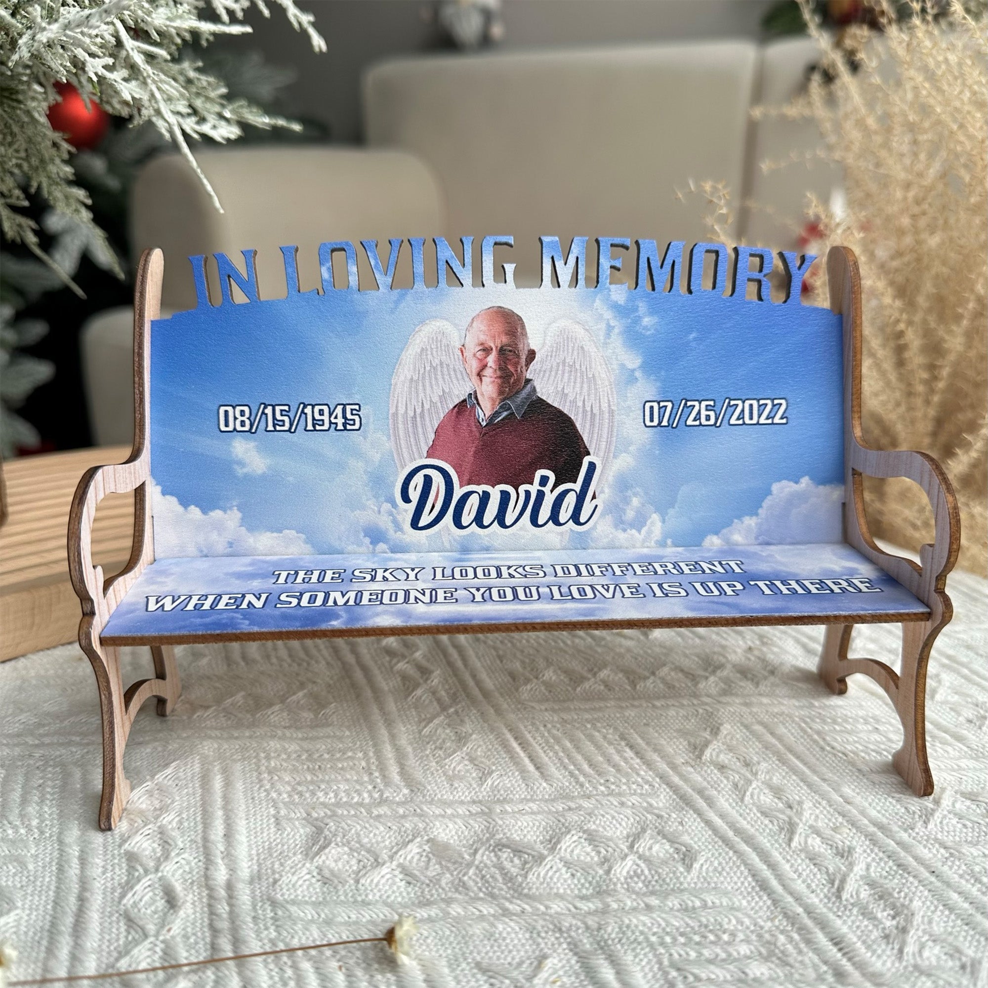 The Sky Looks Different - Personalized Photo Memorial Bench – Macorner