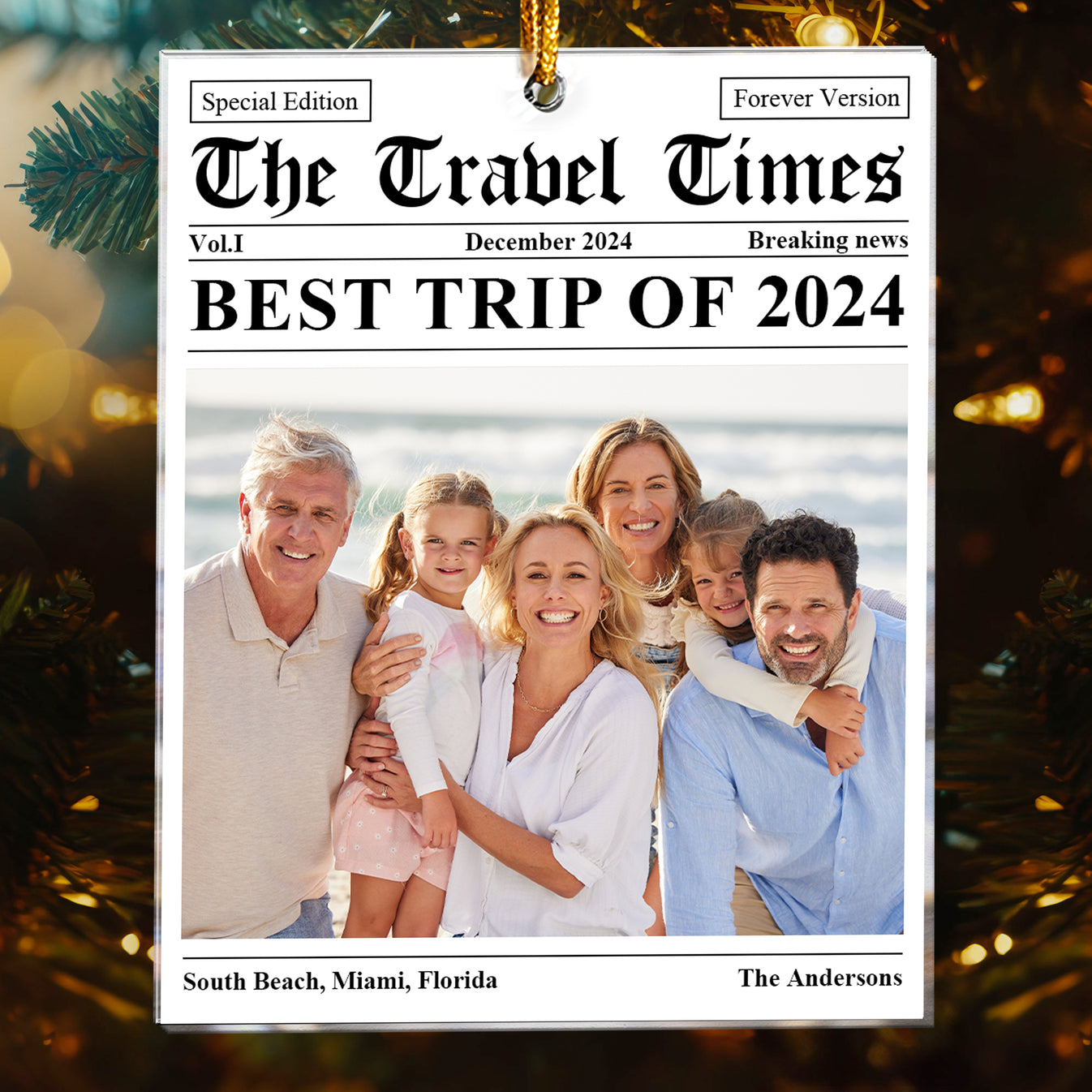 The Travel Times Newspaper - Personalized Acrylic Photo Ornament – Macorner