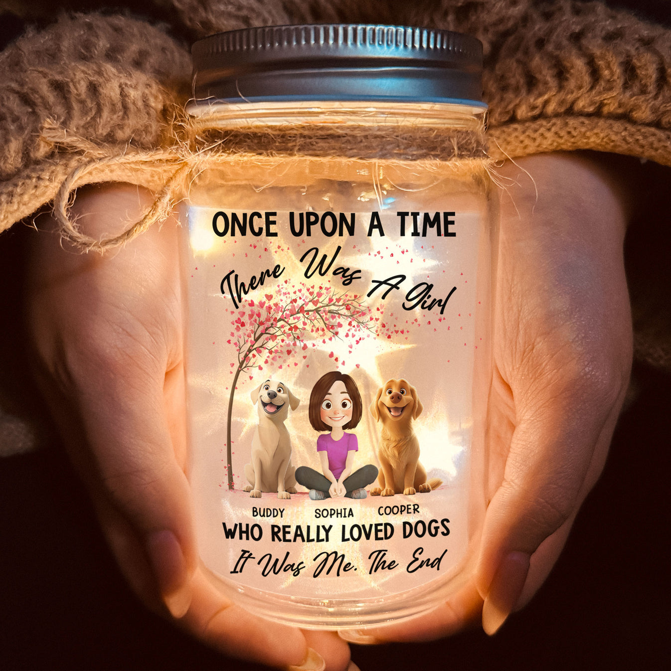 There Was A Girl Who Really Loved Dogs - Personalized Mason Jar Light ...