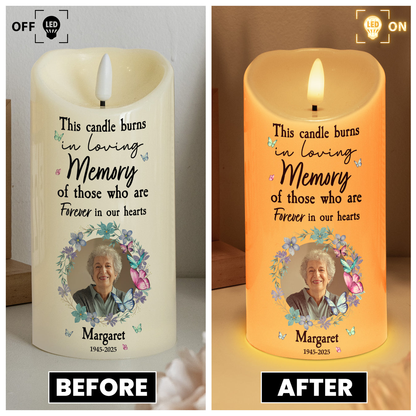 This Candle Burns In Loving Memory Memorial Candle - Personalized Phot ...