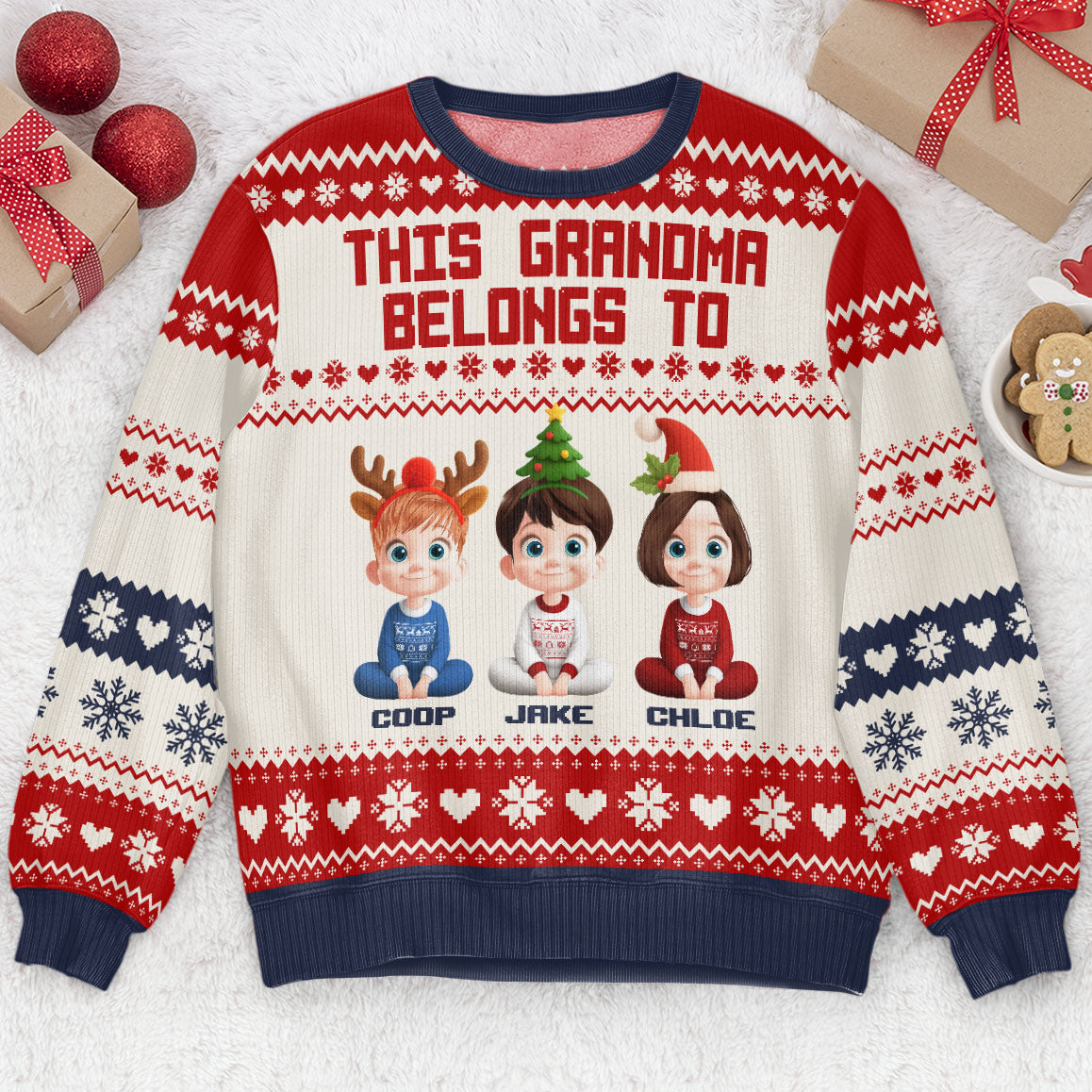 This Grandma Belongs To Grandkids - Personalized Ugly Sweater – Macorner