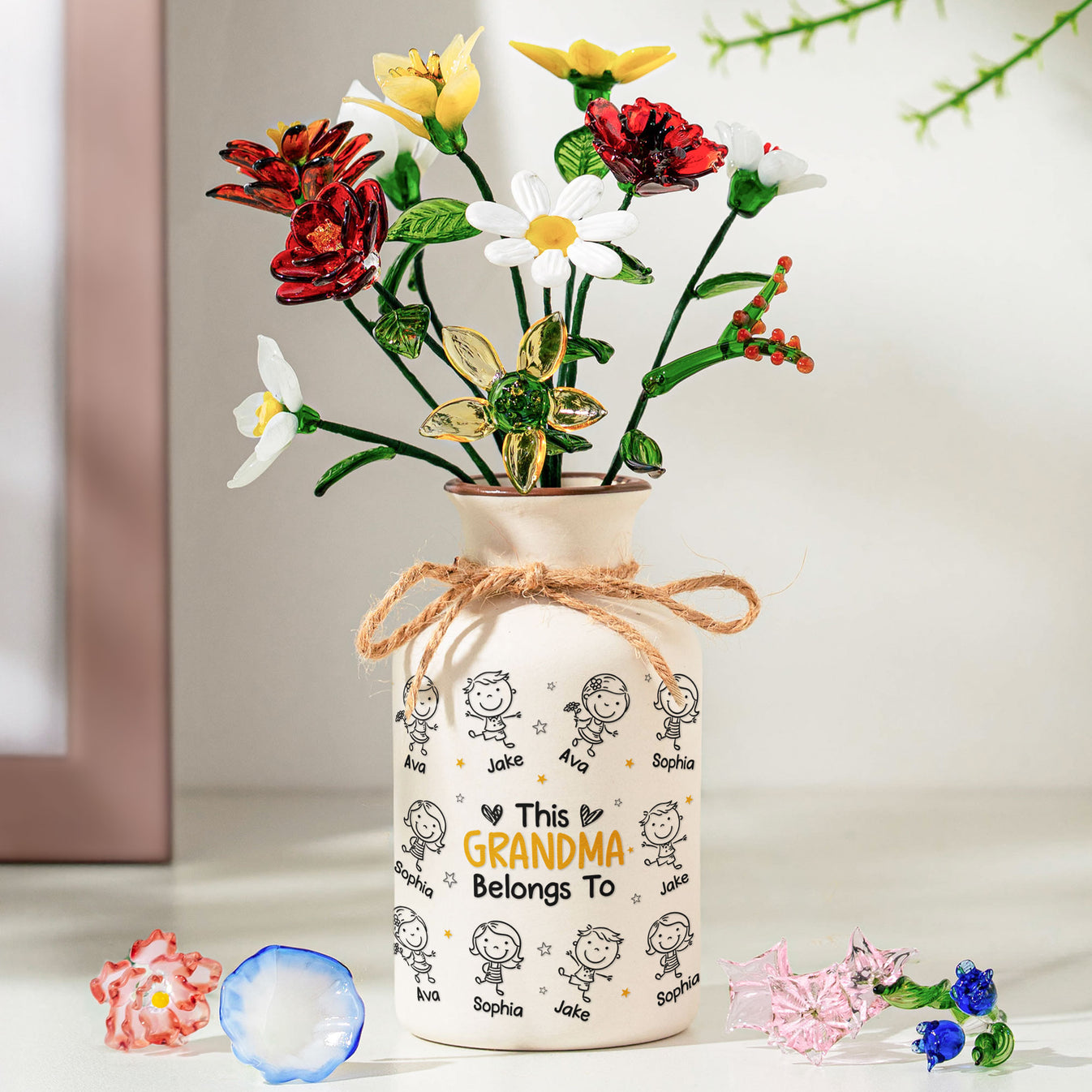 This Grandma Belongs To - Personalized Ceramic Vase (Only Vase, Flowers ...