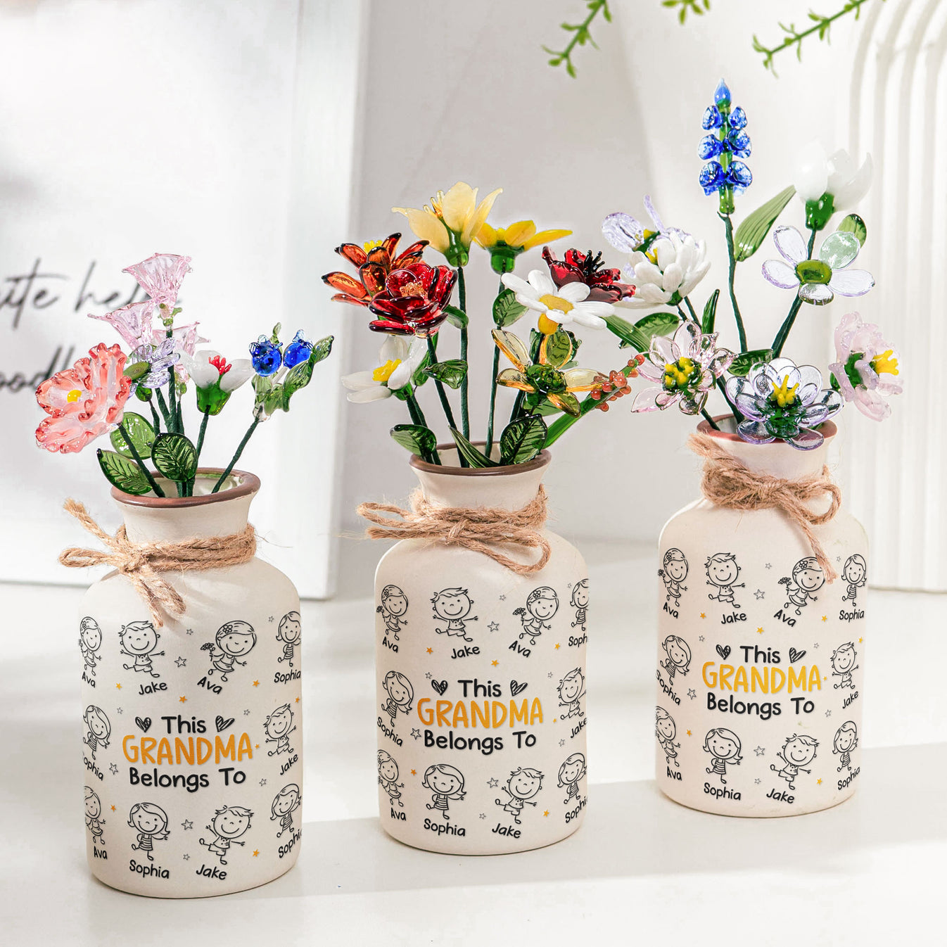 This Grandma Belongs To - Personalized Ceramic Vase (Only Vase, Flowers ...