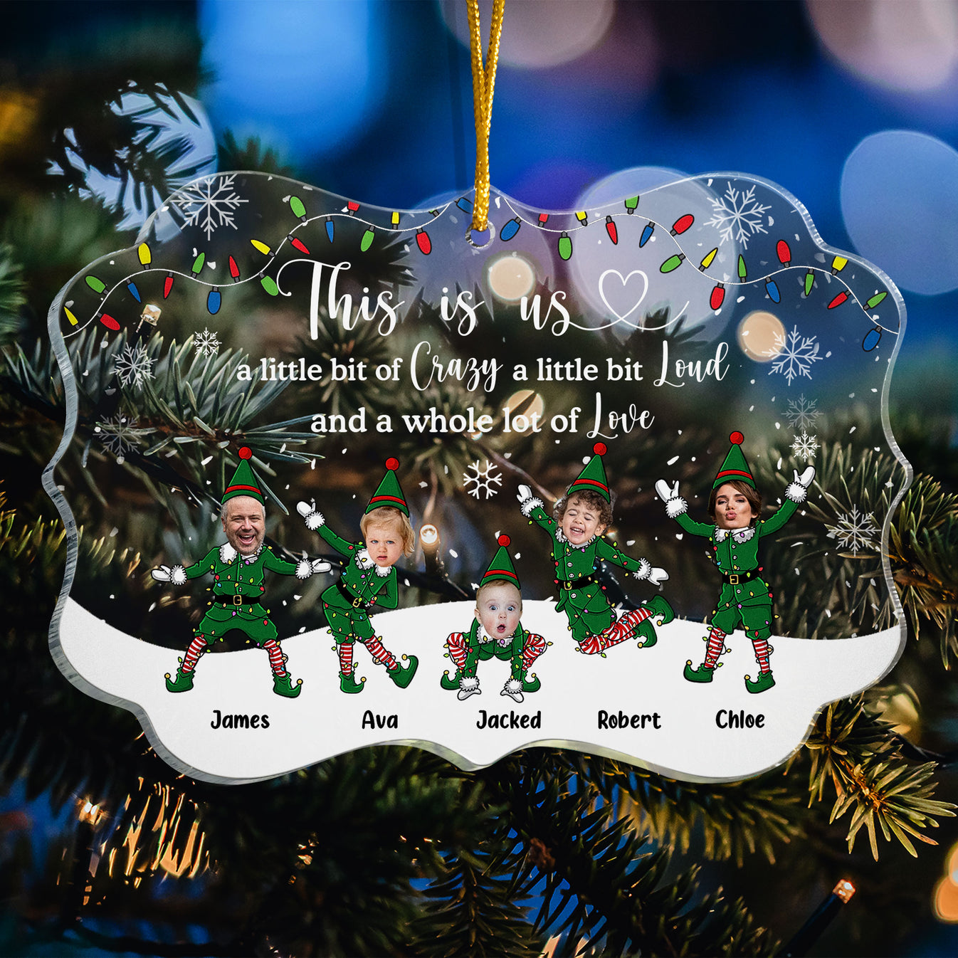 This Is Us Funny Elf Family - Personalized Acrylic Photo Ornament ...