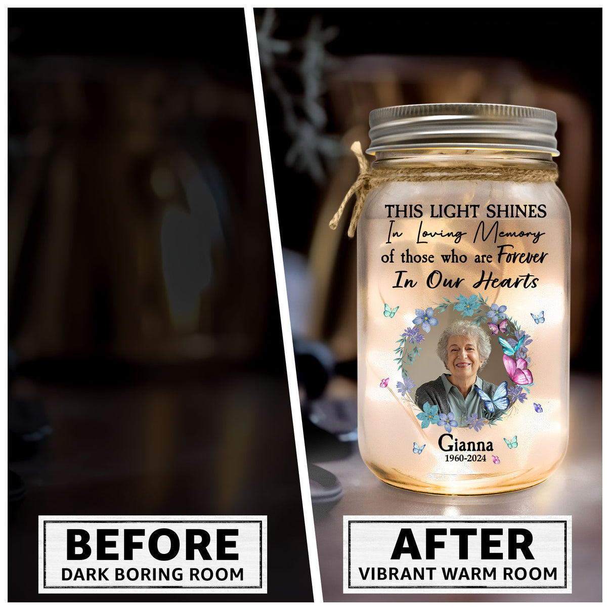 This Light Shines In Loving Memory Of Those - Personalized Photo Mason ...