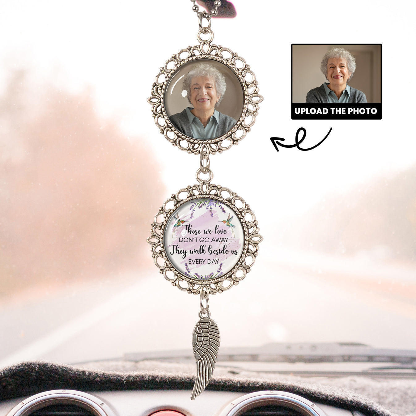 Those We Love Don't Go Away They Walk Beside Us Every Day - Personalized Photo Car Ornament ...