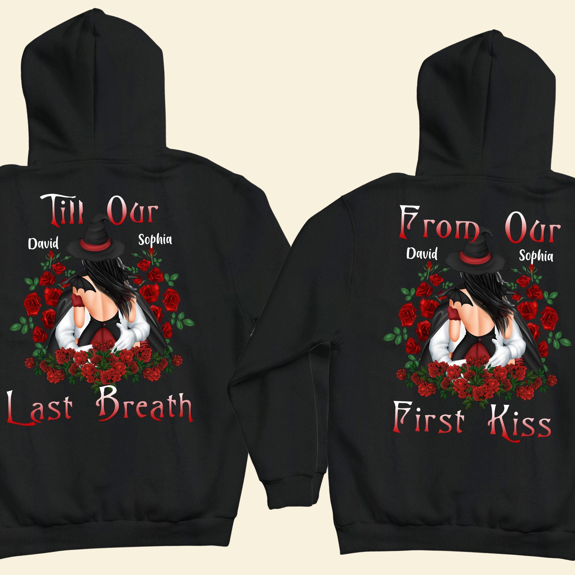 Till Our Last Breath - Personalized Matching Couple Back Printed Hoodi ...
