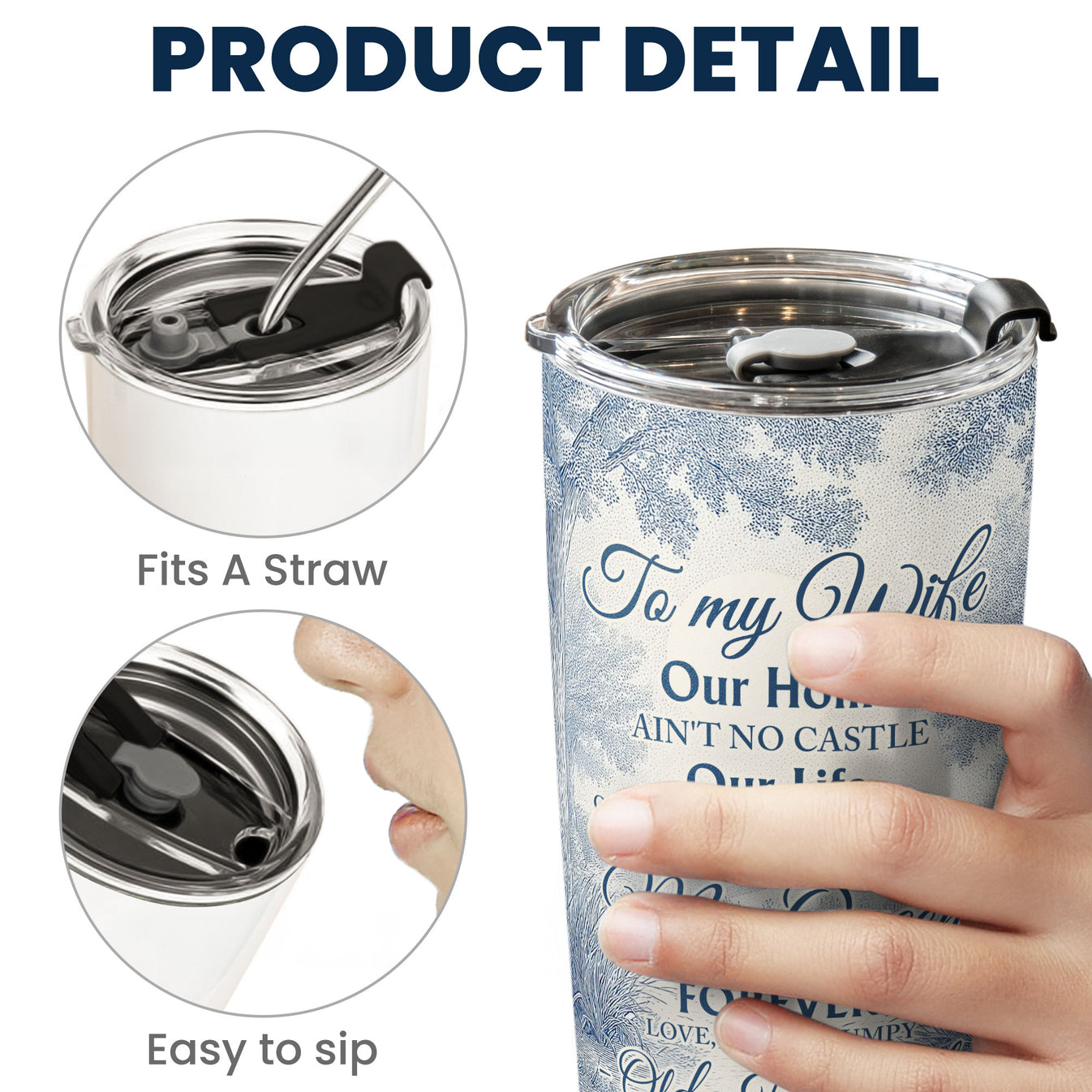 To My Wife My Queen Forever From Your Grumpy Old Husband - Personalized Tumbler Cup – Macorner