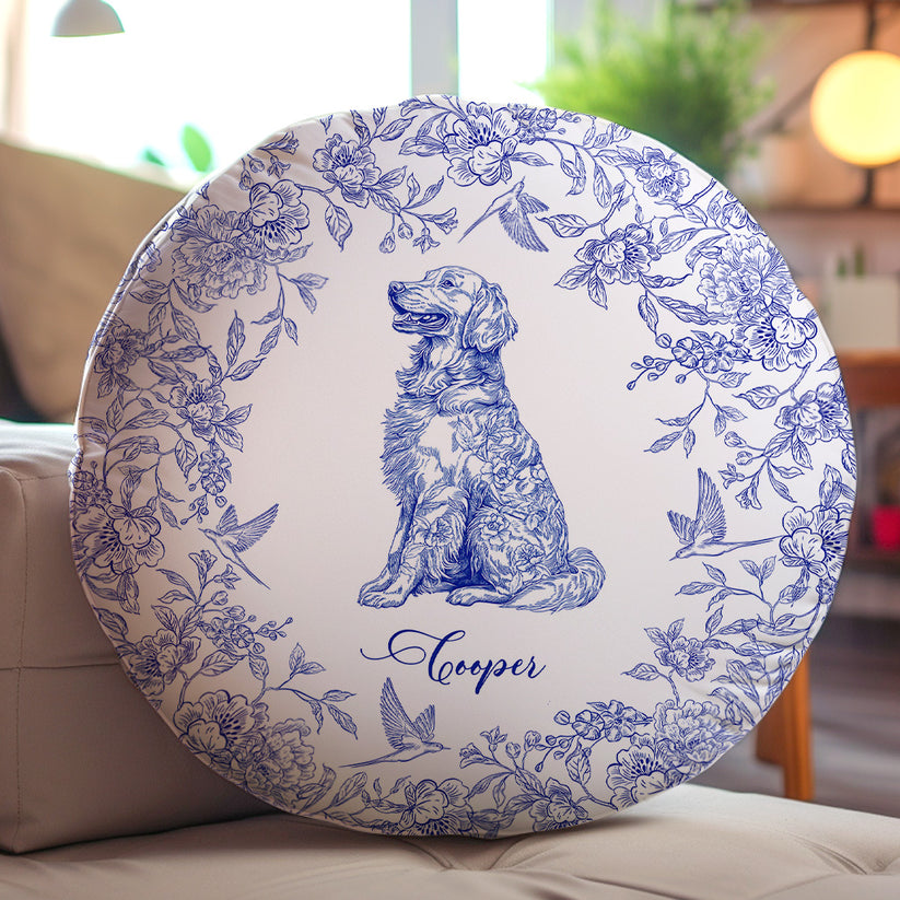 Toile De Jouy Dog Breeds Custom Chinoiserie Style - Personalized Round ...