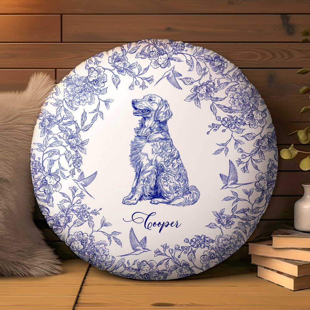 Toile De Jouy Dog Breeds Custom Chinoiserie Style - Personalized Round ...